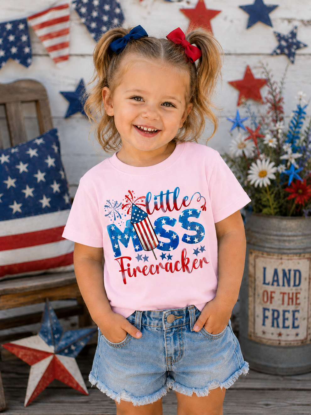 Little Miss Firecracker Toddler Tee – The Darling Daisy